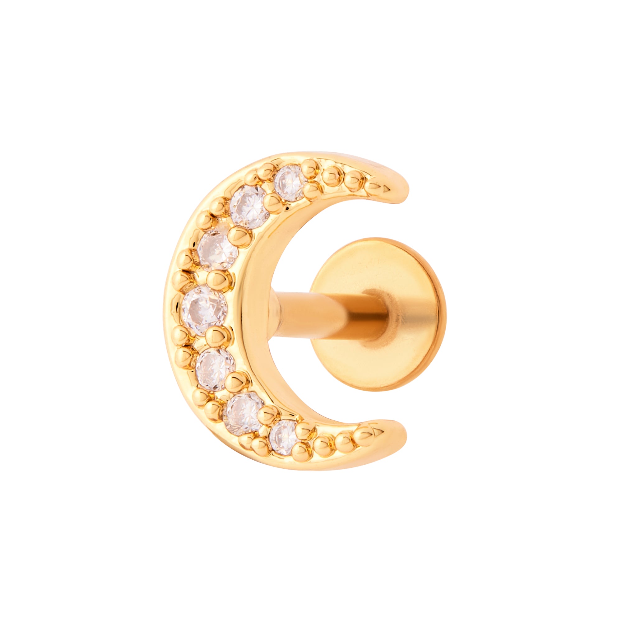 Luna Flat Back Labret Stud - Gold
