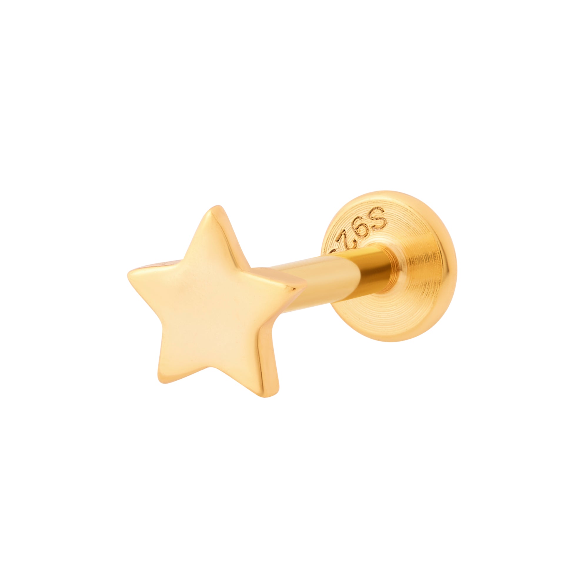 Star Flat Back Labret Stud - Gold