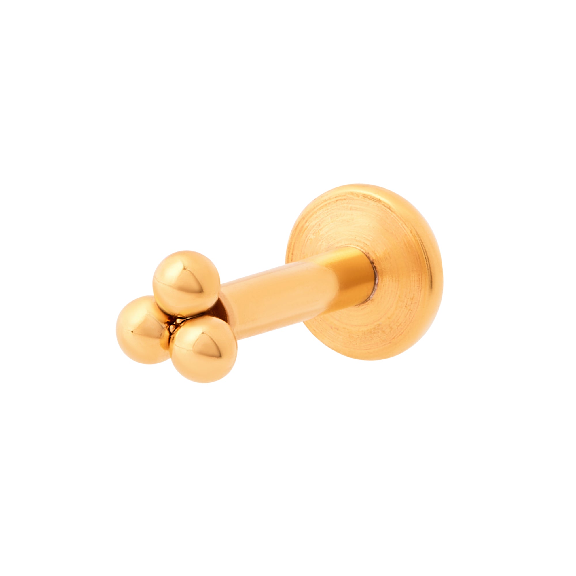 Trilogy Flat Back Labret Stud - Gold