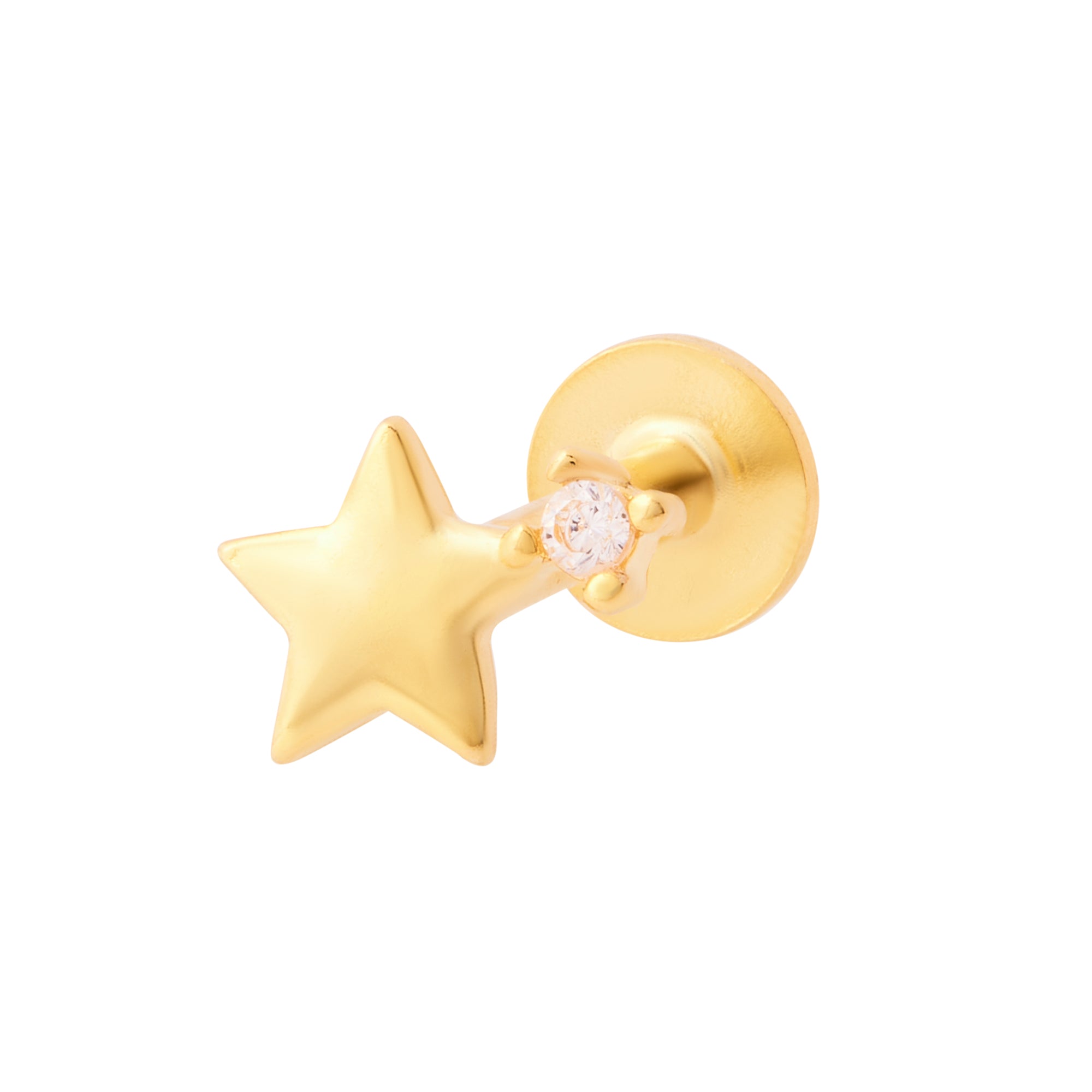 Twinkling Star Flat Back Labret Stud - Gold