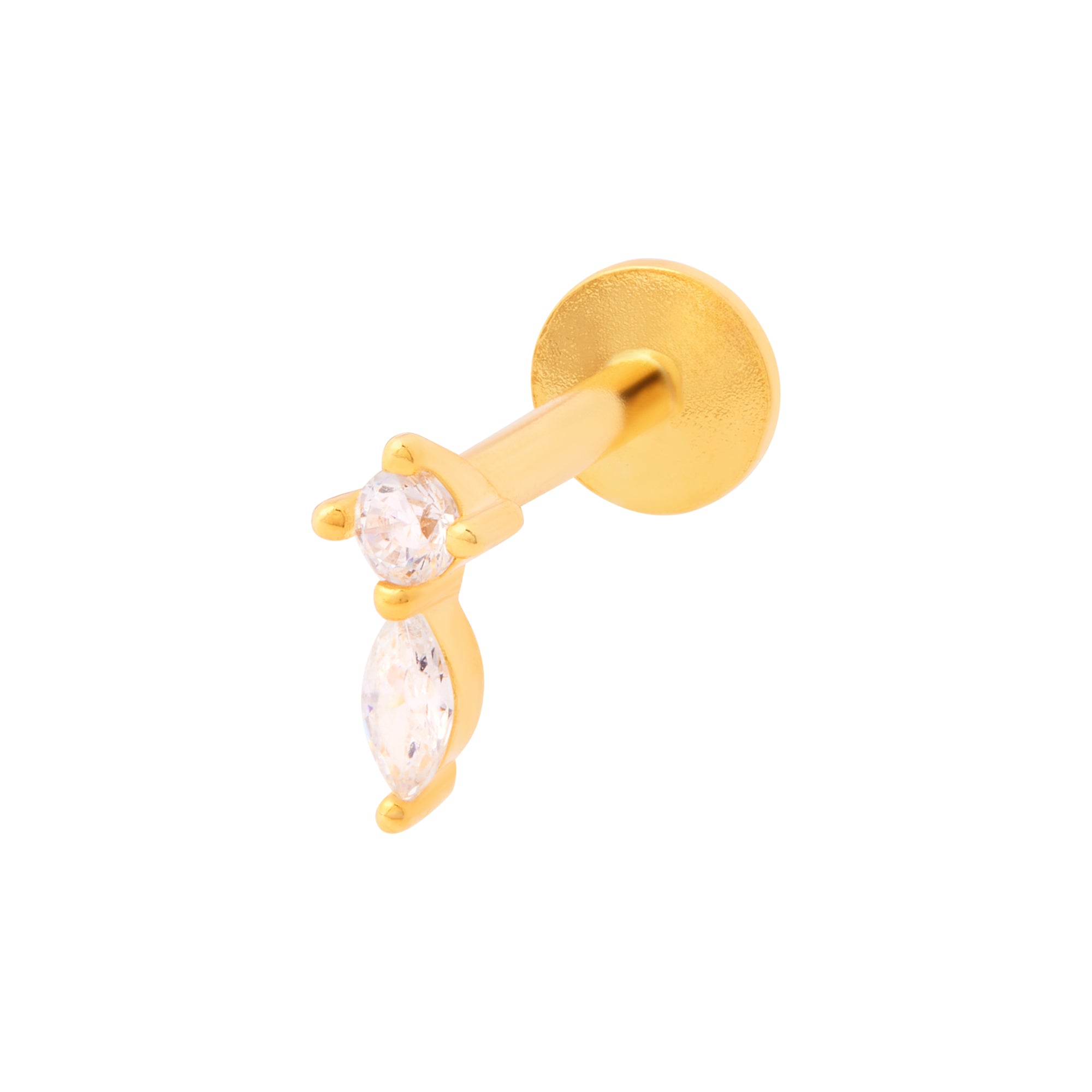 Marquise Drop Flat Back Labret Stud - Gold