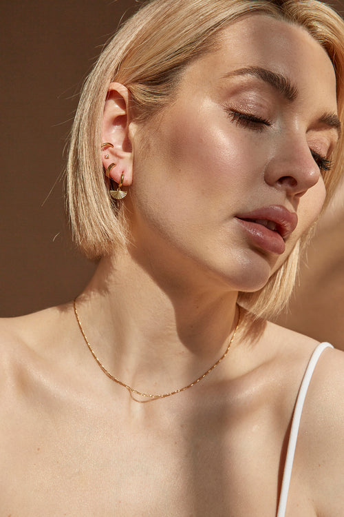 Fluted Half Disc Huggies Gold