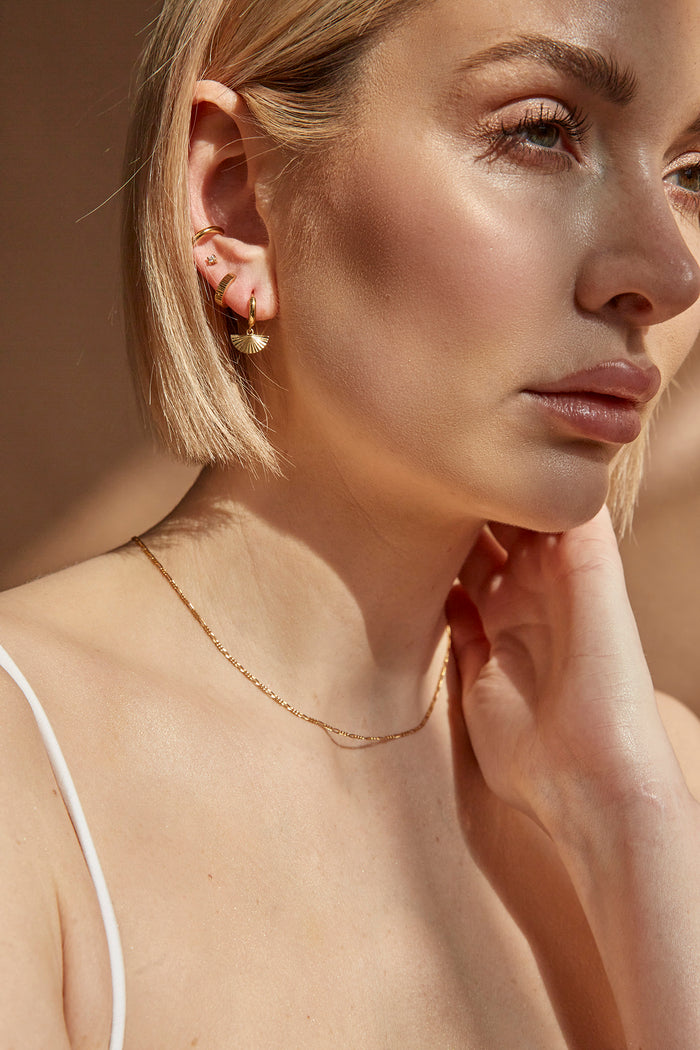 Fluted Half Disc Huggies Gold