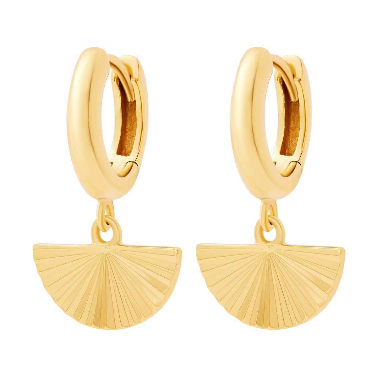 Fluted Half Disc Huggies Gold